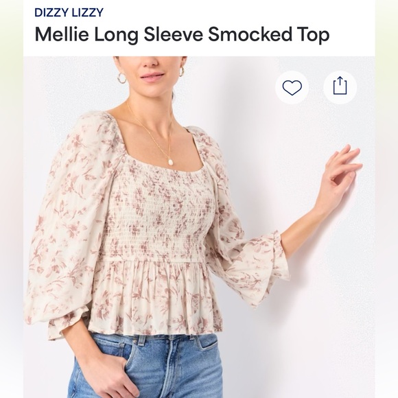 Dizzy Lizzie | Tops | Dizzy Lizzy Mellie Long Sleeve Smocked Top | Poshmark